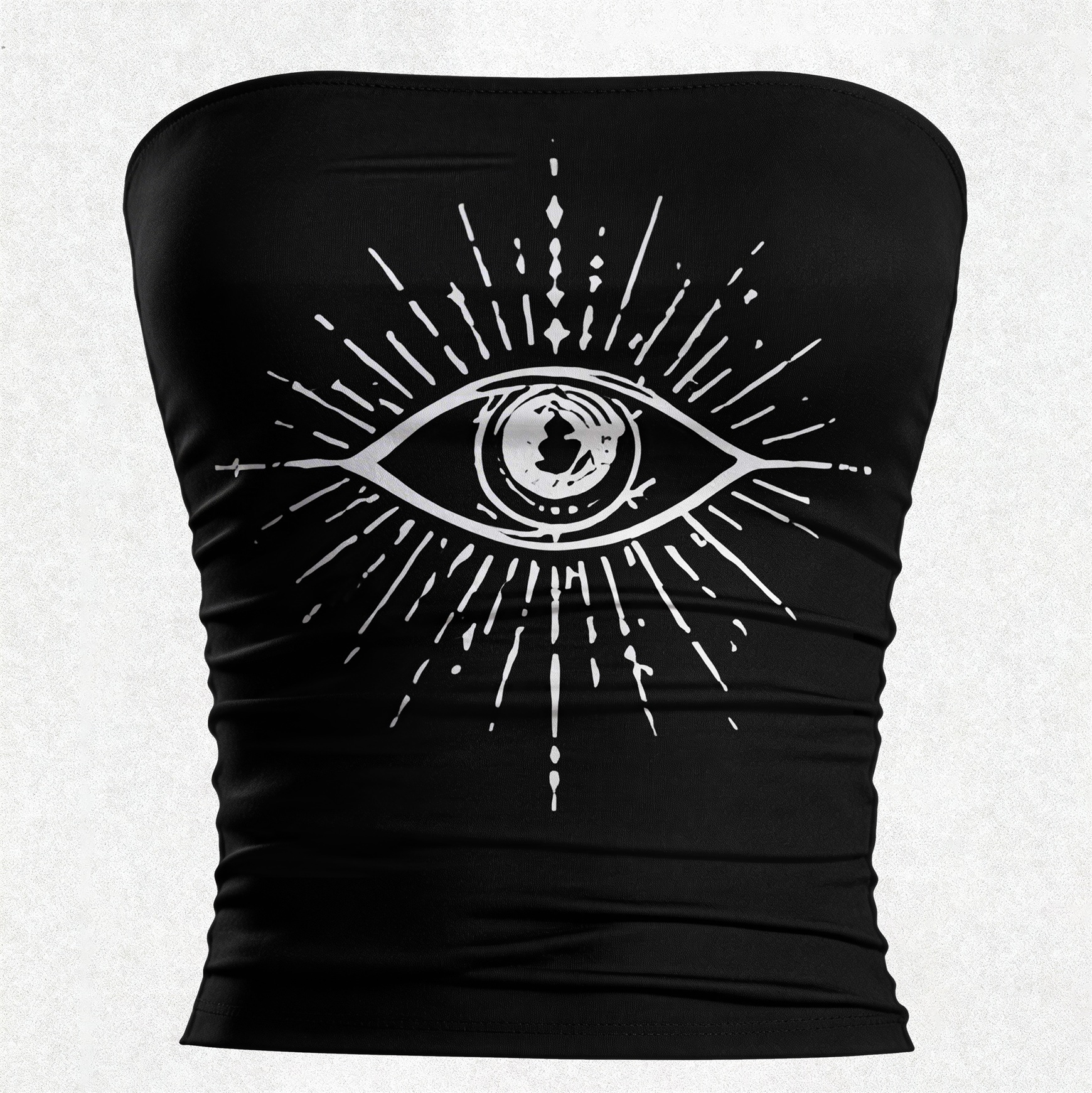Eye Print Casual Tube Top & Sweatpants 2-Piece Set