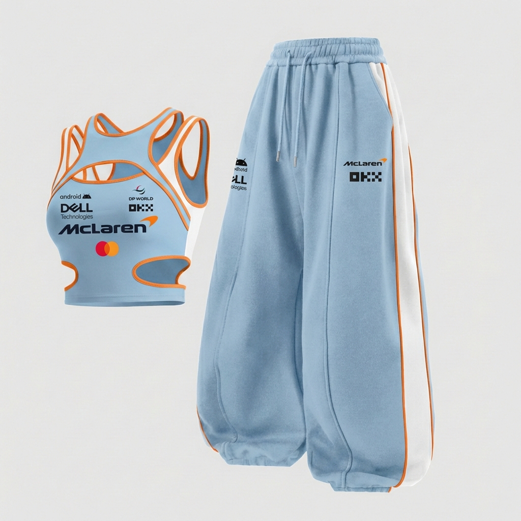 Women's 2026 New Racing Print Street Style Two-Piece Set