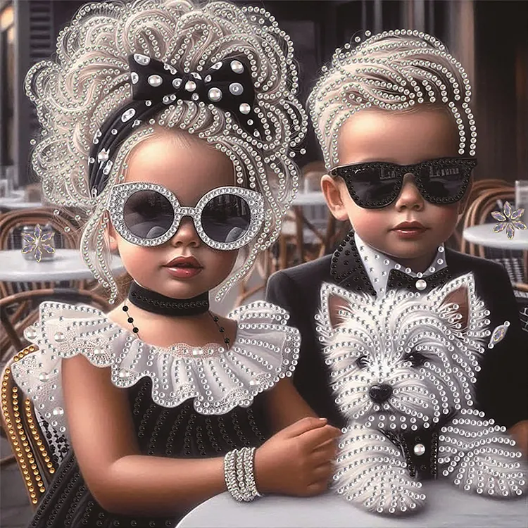 Cute Pet And Child 30*30cm(canvas) Special Shaped Drill Diamond ...
