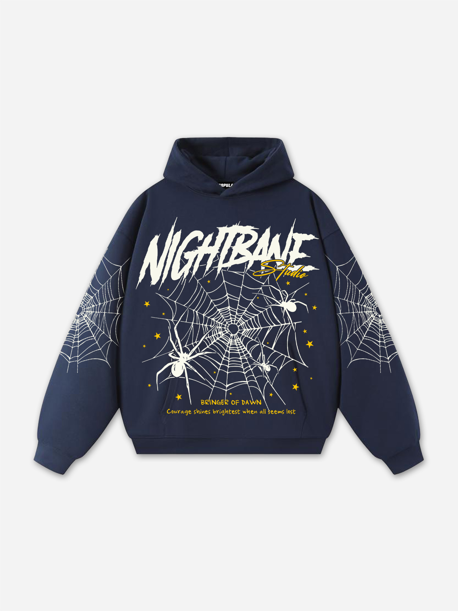 Sopula Men's Night Bane Spider Web Graphic Oversized Hoodie - Sopula