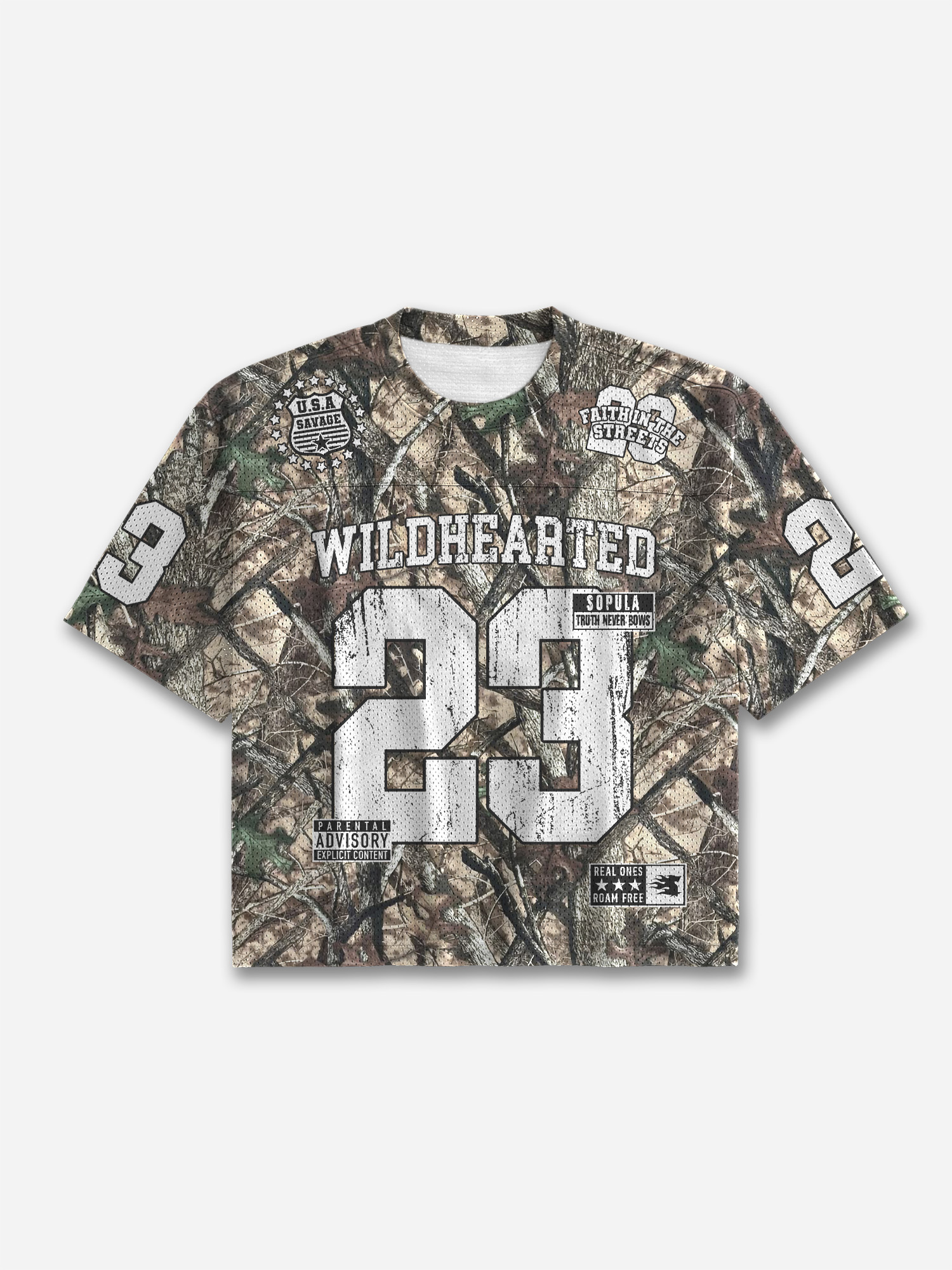 Camo Leafs No.23 Graphic BlokeCore Boxy Crop Mesh Jersey - Sopula