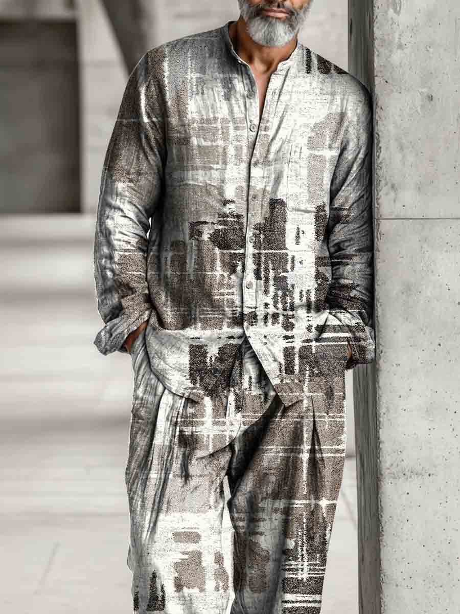 Retro Gradient Art Print Cotton Suit
