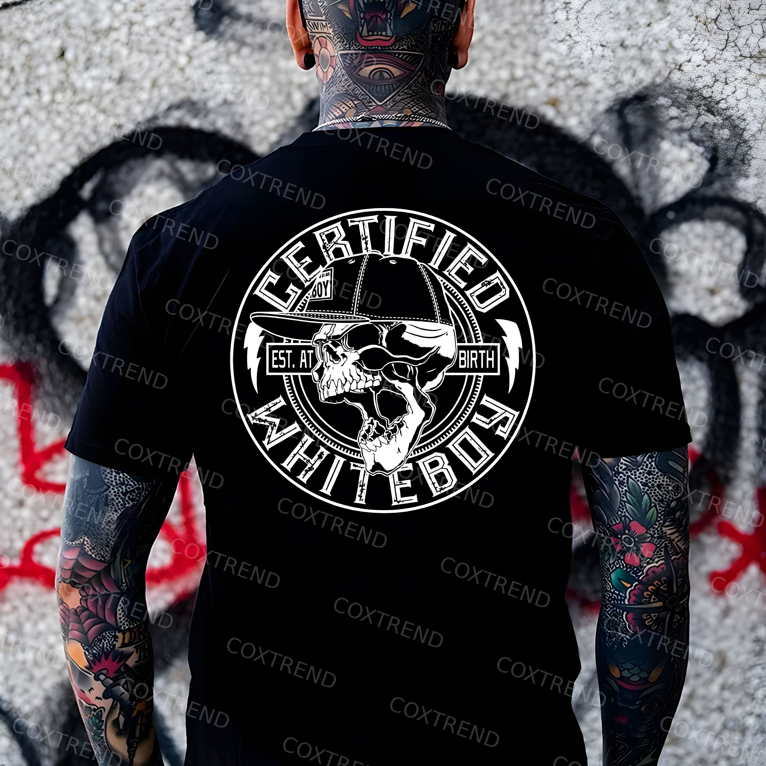 Certified White Boy Skull Printed Men's T-Shirt